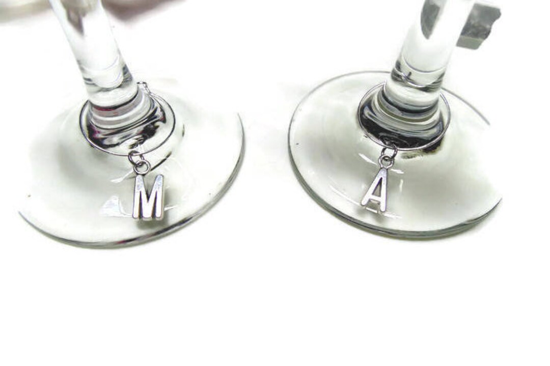 Personalized Wine Glass Charms; Letter Wine Glass Markers; Custom ...