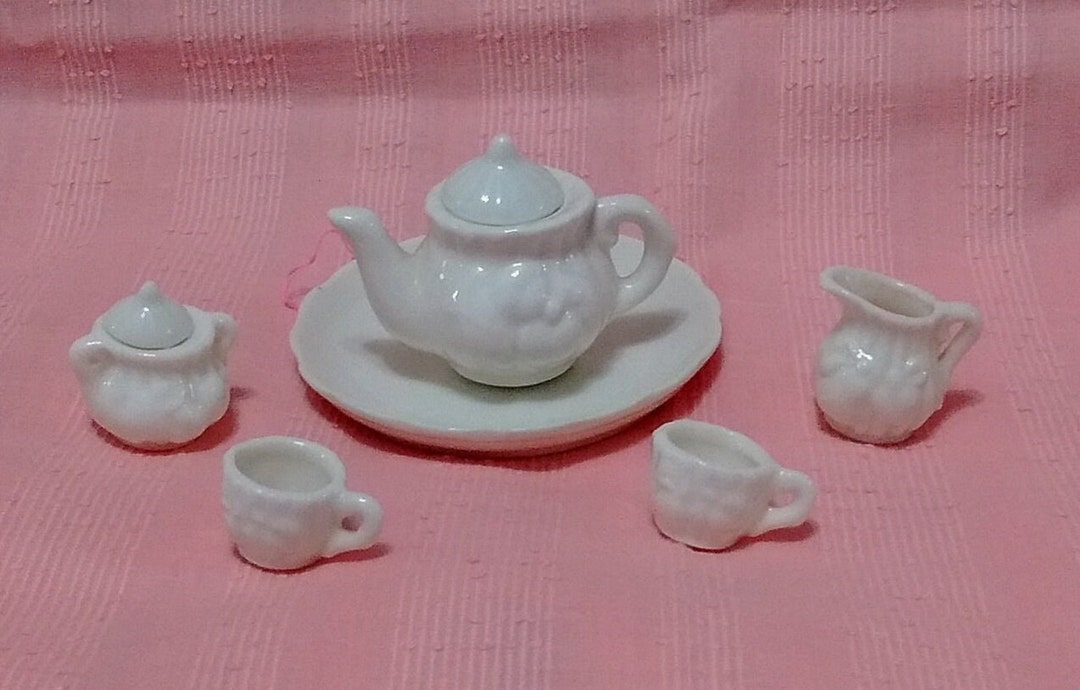 Miniature White Tea Set - Etsy