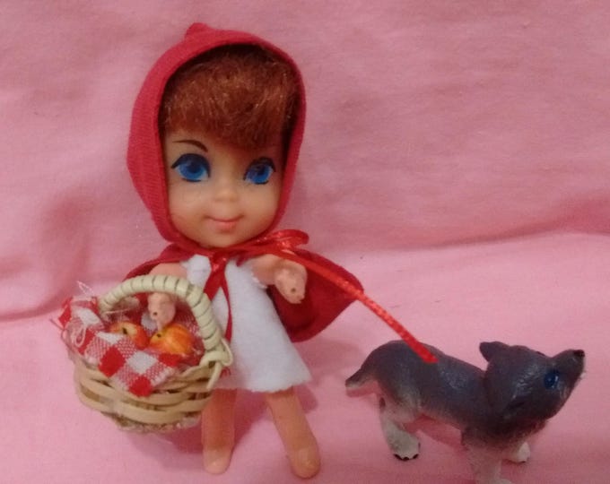 Vintage Kiddle Doll as Red Riding Hood With Mini Wolf and Basquet - Etsy
