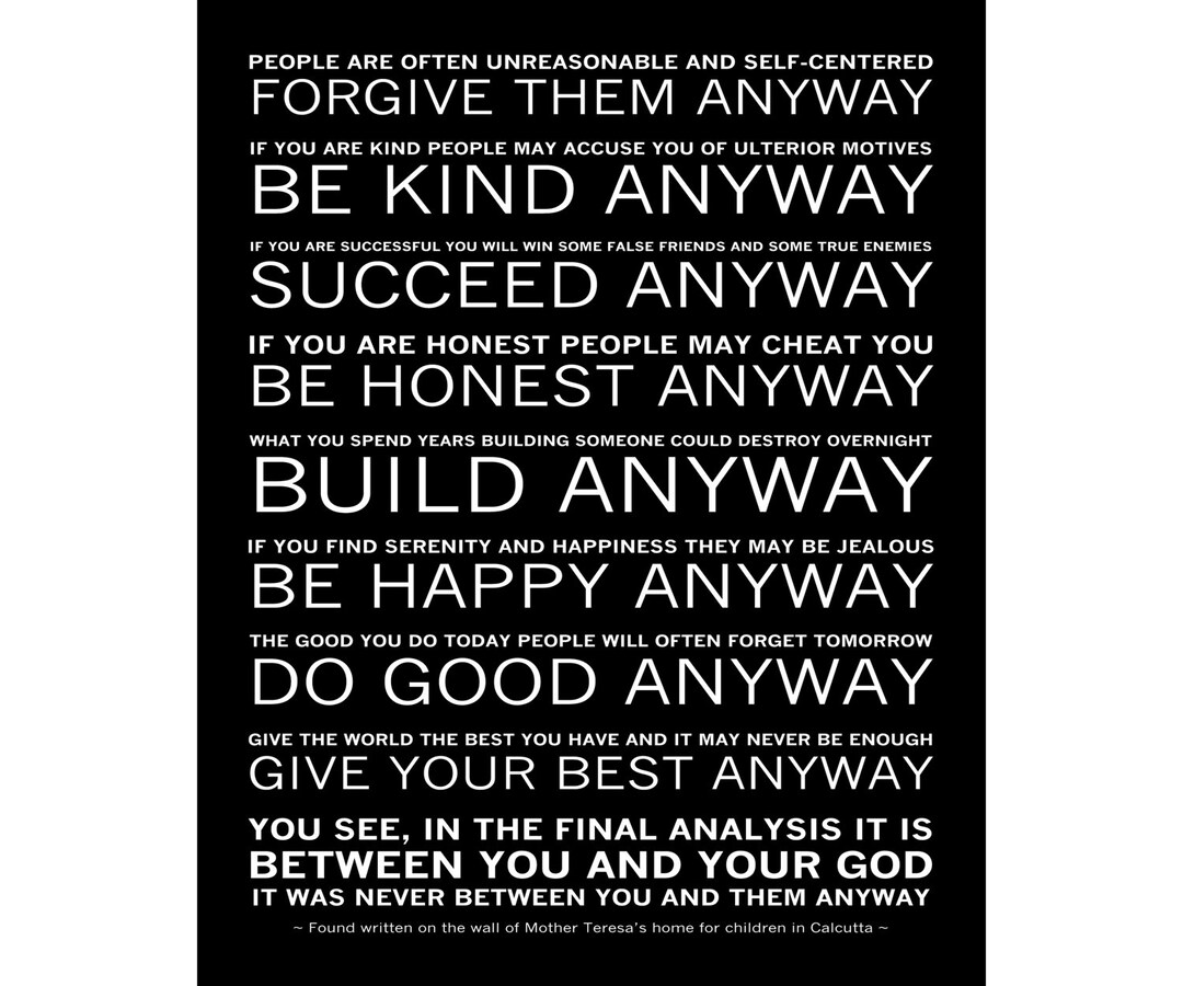 Do It Anyway Poem - Mother Teresa - Instant Download - Printable File ...