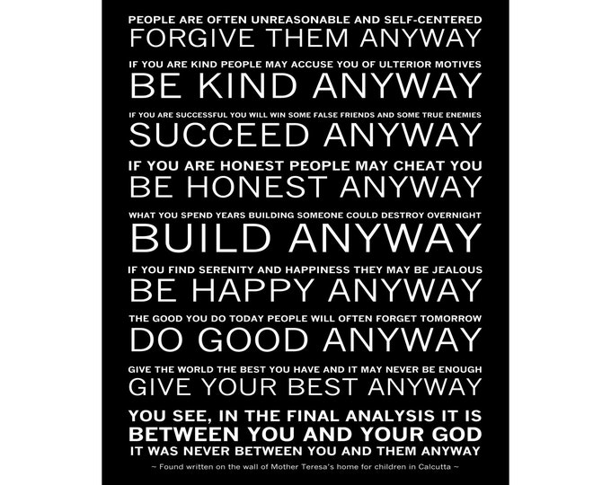 Do It Anyway Poem - Mother Teresa - Instant Download - Printable File ...