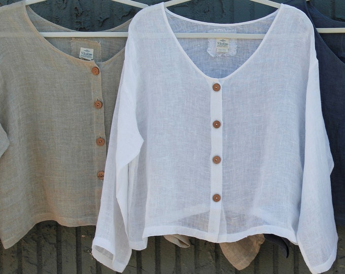 Linen Sheer Jacket, Linen Gauze Jacket, Light Weight Linen Jacket, One ...