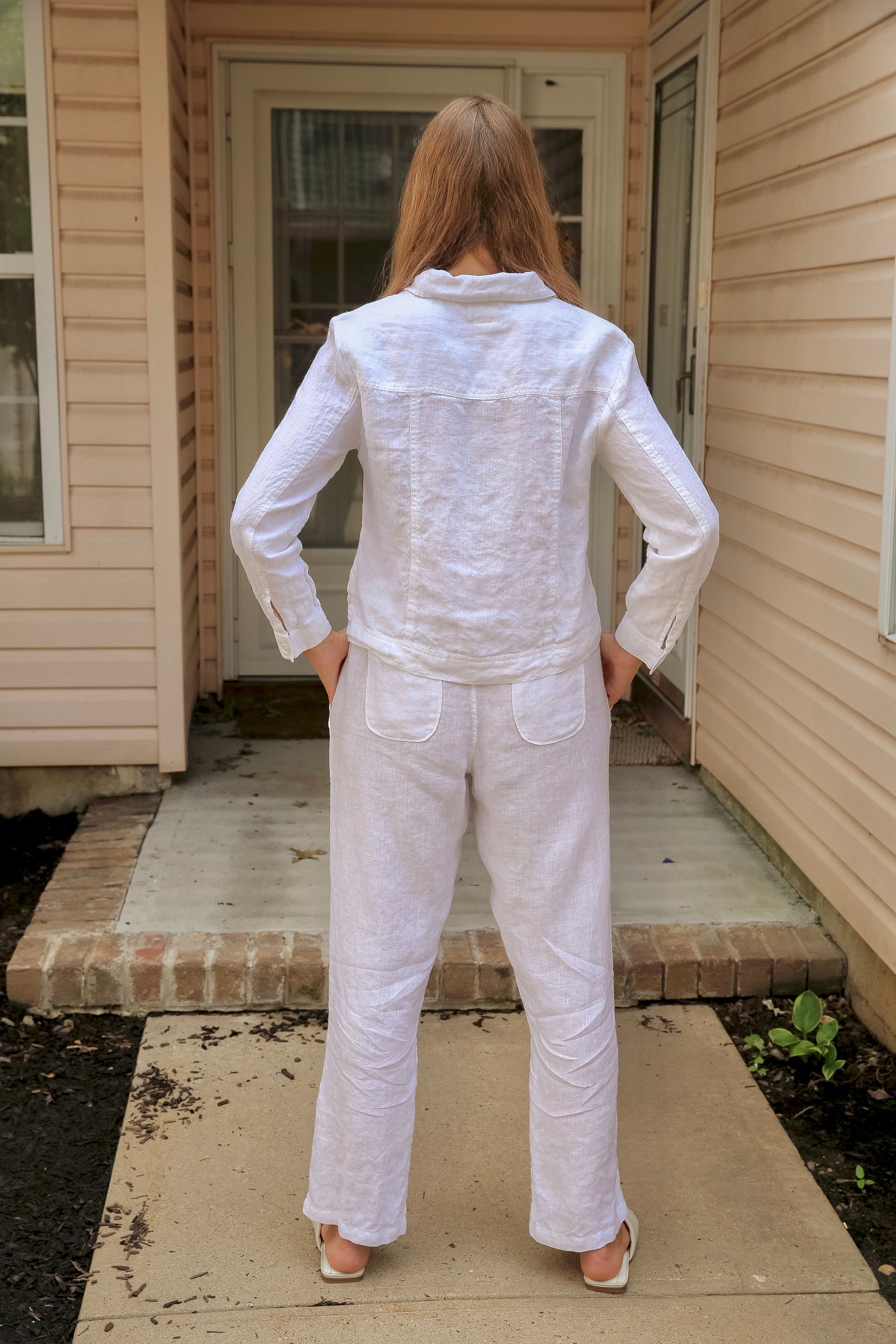 Linen Short Jacket Linen Blazer Women Washed Linen Clothing | Etsy