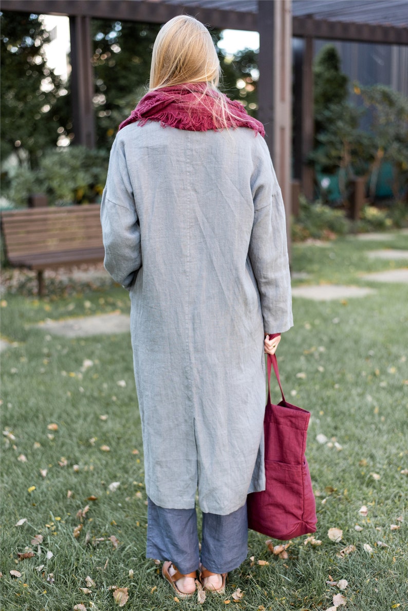 Linen Coat Linen Duster Linen Kimono Linen Oversized Coat - Etsy