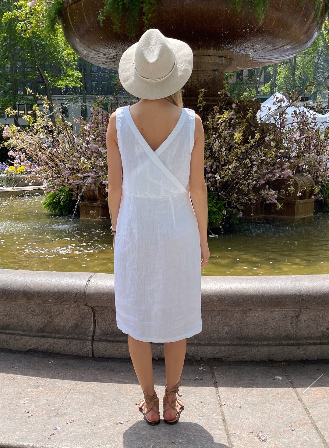 Linen V Neck Dress - Etsy