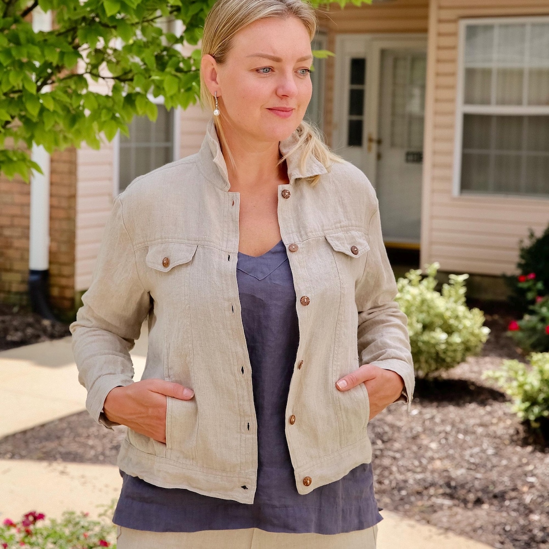 Linen Short Jacket , Linen Blazer Women Washed Linen Clothing Linen ...