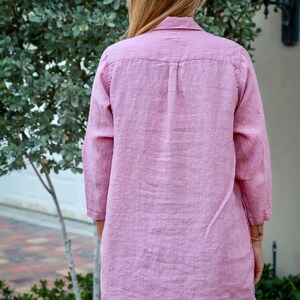 Linen Dress Valentines Day Gift . Linen Button up Tunic , Linen Button ...