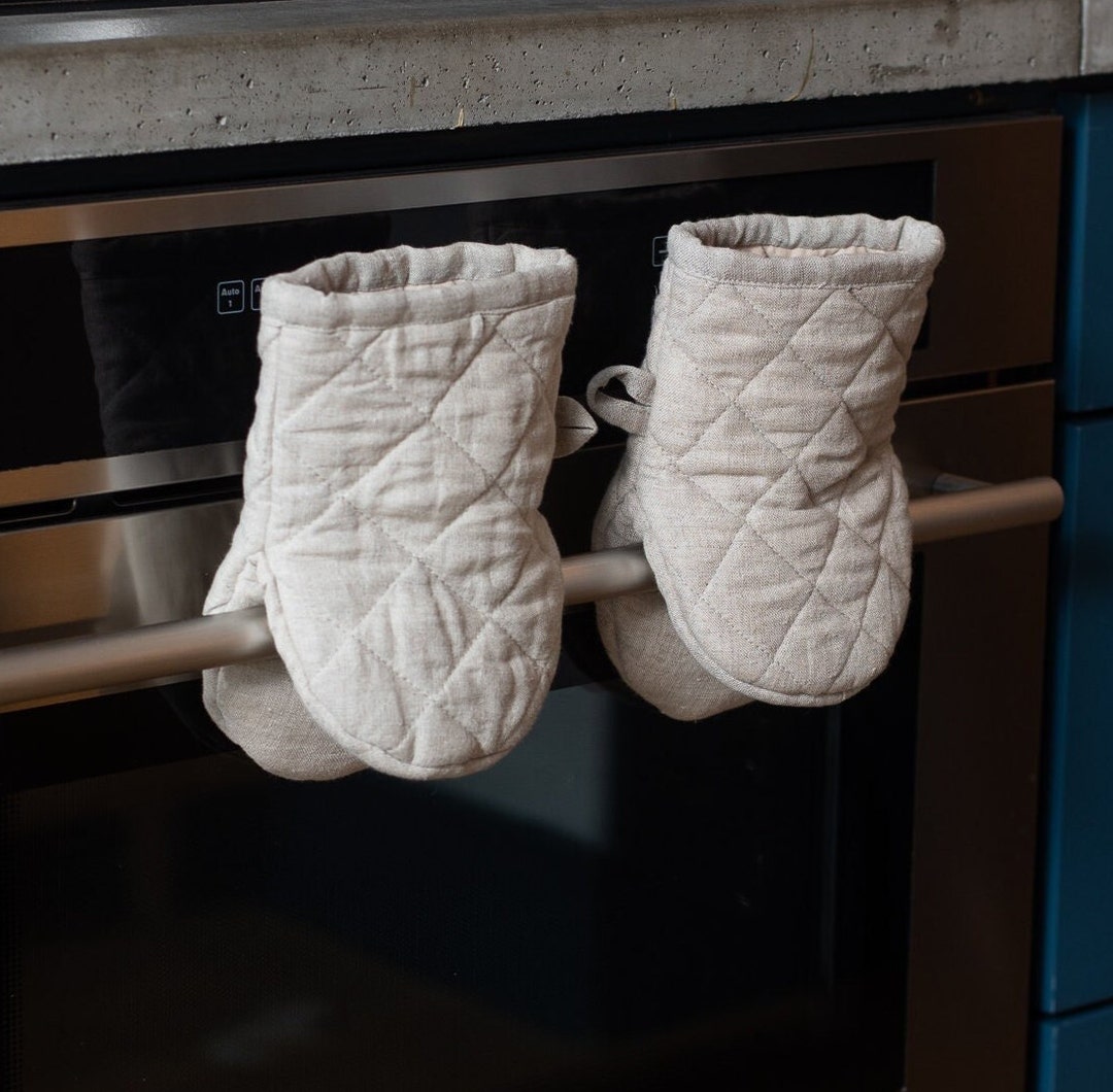 Linen Oven Mittens Pair of 2 , Linen Mitts , Linen Kitchen Mitten ...