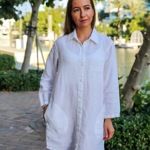 Linen Dress Valentines Day Gift . Linen Button up Tunic , Linen Button ...
