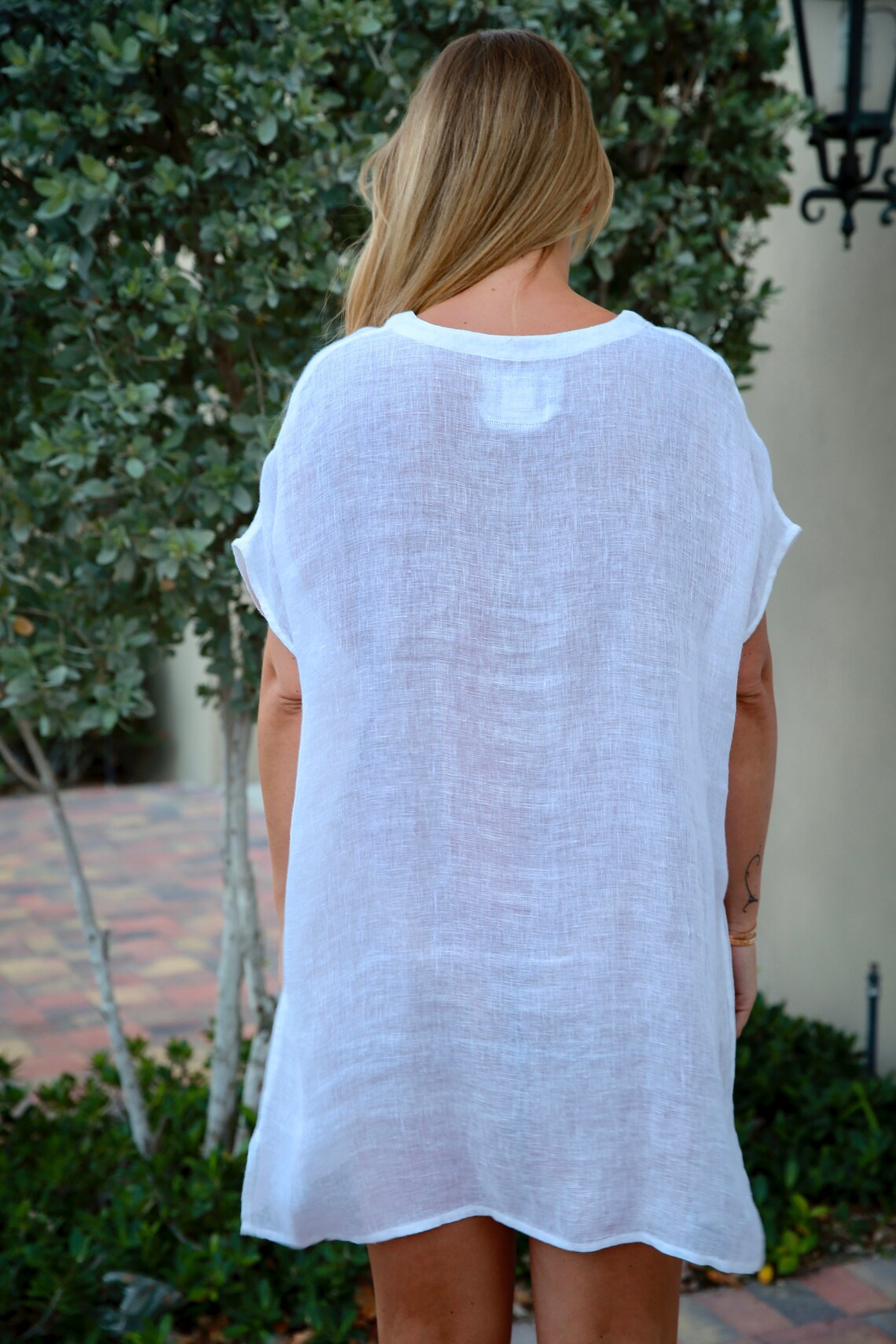 Linen Sheer Gauze Cover Up V-neck Top Linen Gauze Top - Etsy