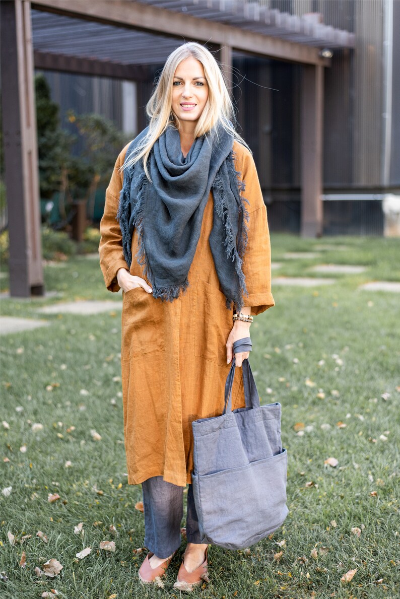 Linen Coat Linen Duster Linen Kimono Linen Oversized Coat - Etsy