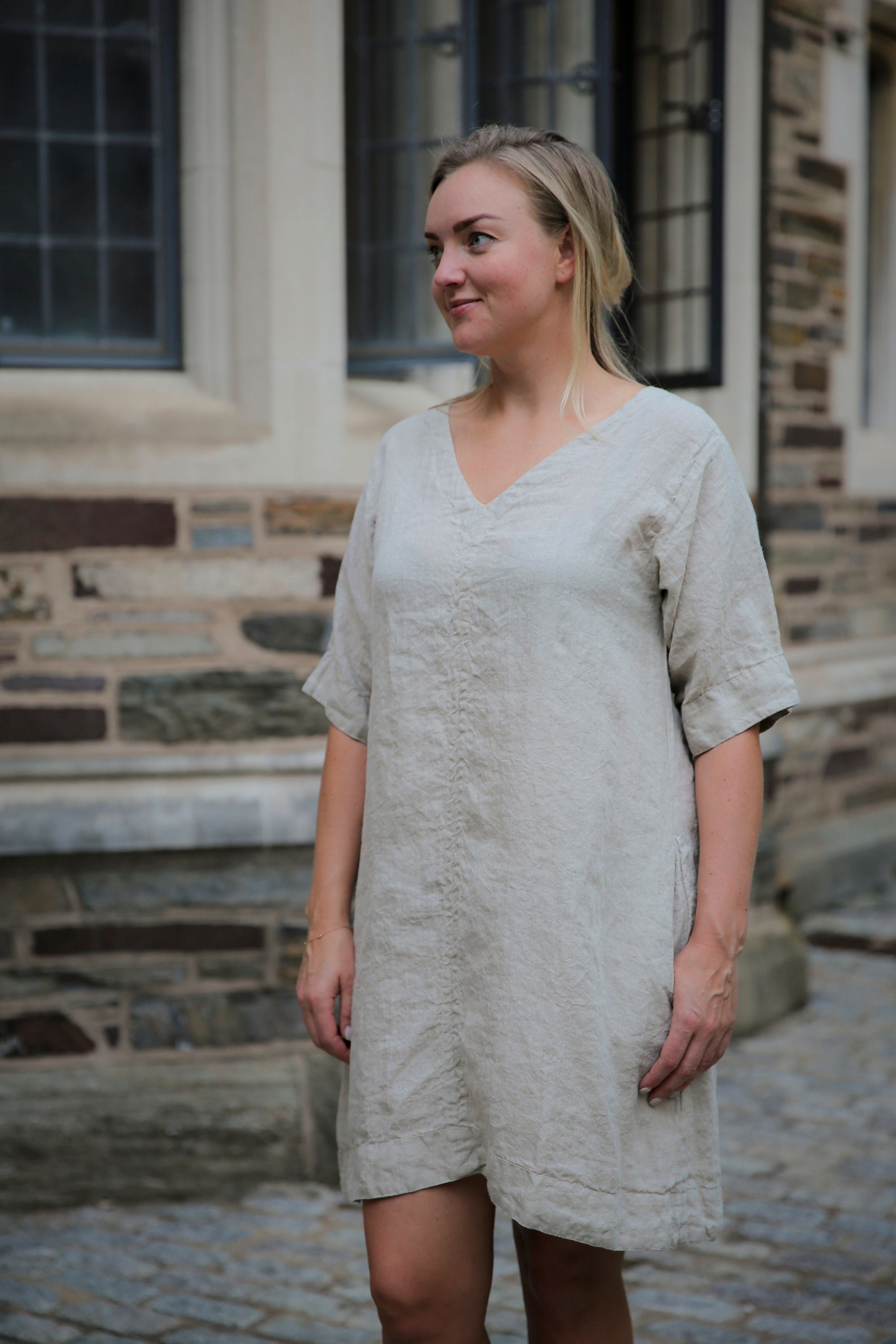 Linen V-neck Tunic Linen Dress Plus Size Linen Tunic Gift - Etsy