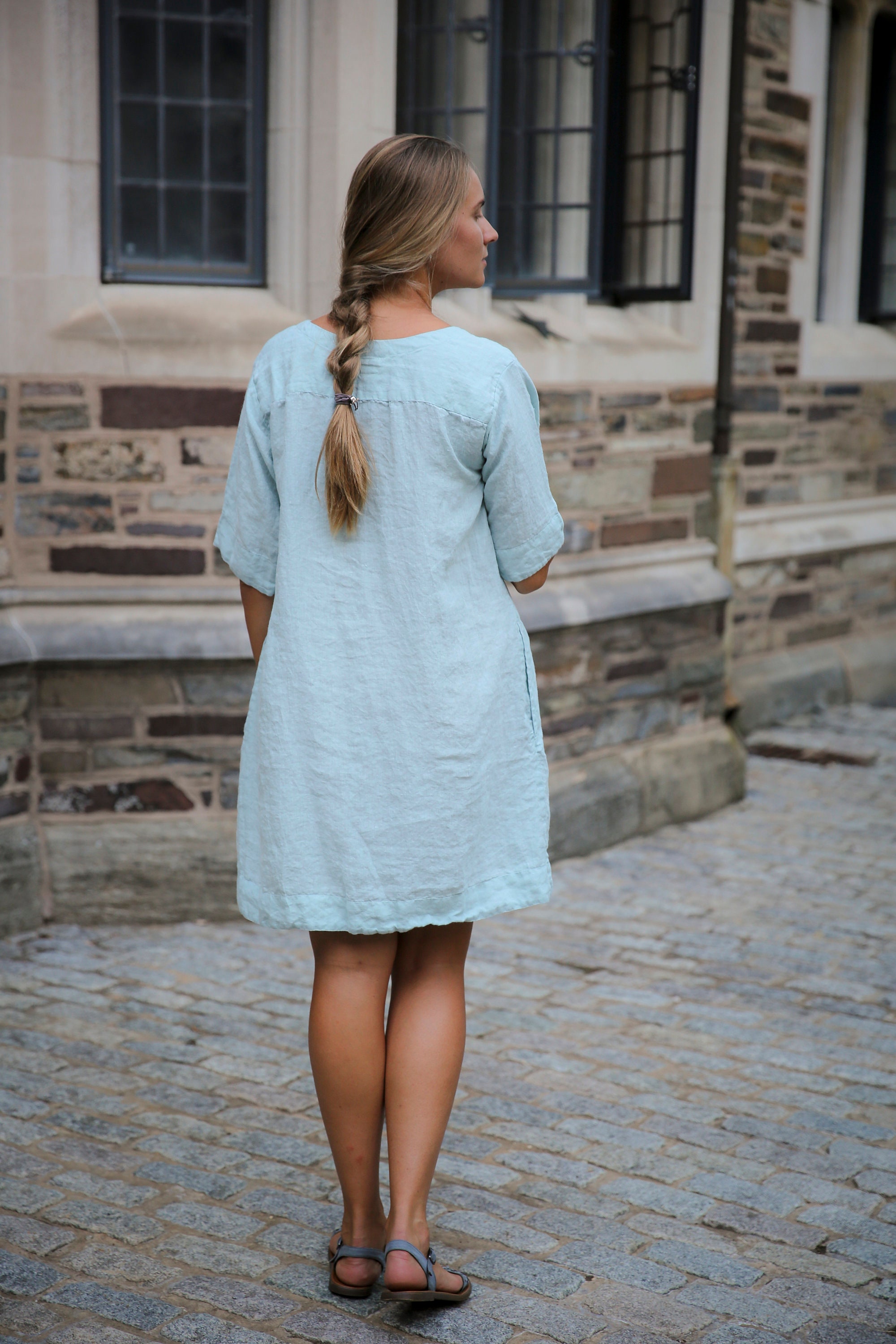 Linen V-neck Tunic Linen Dress Plus Size Linen Tunic Gift - Etsy