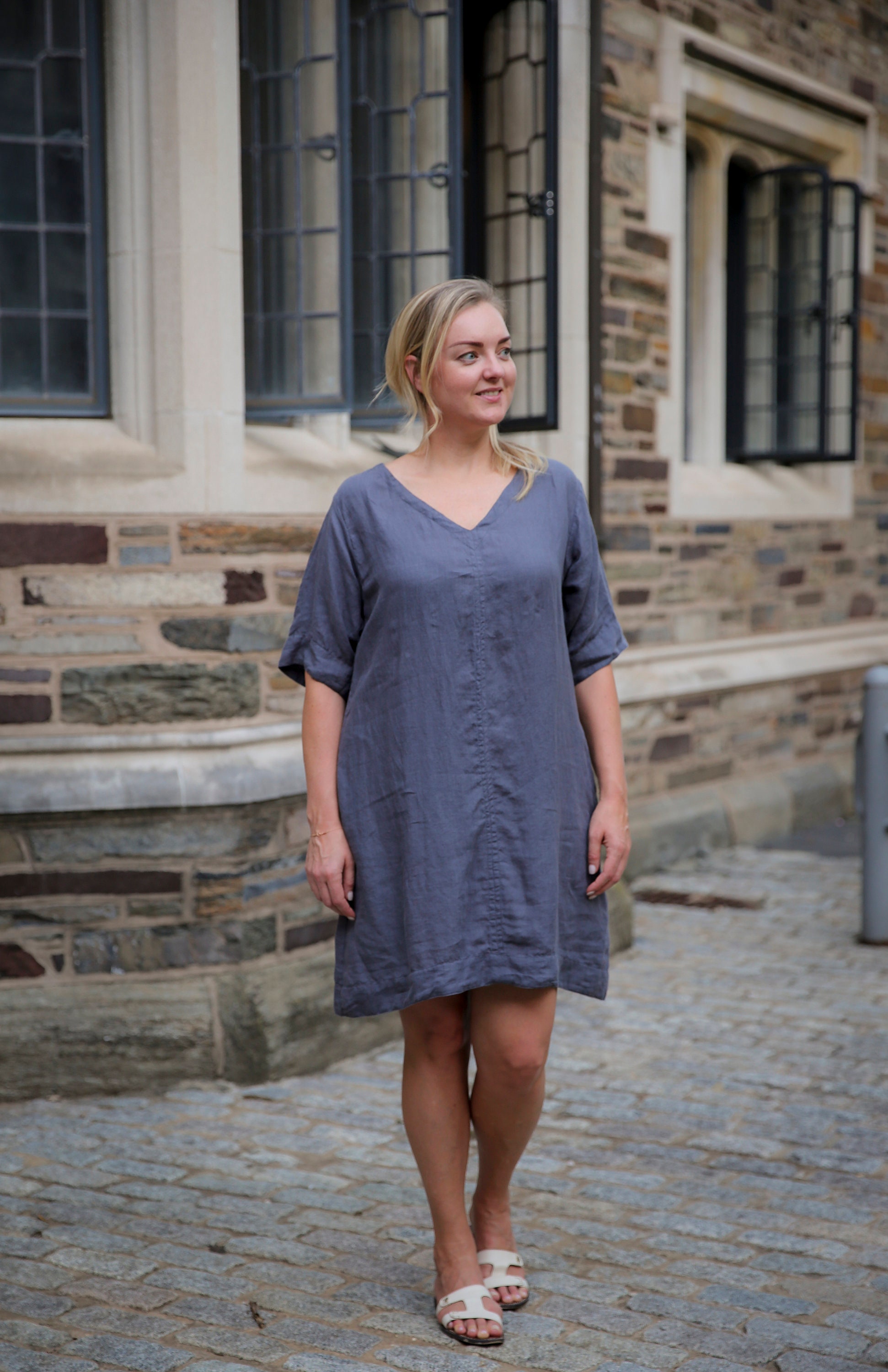 Linen V-neck Tunic Linen Dress Plus Size Linen Tunic Gift - Etsy