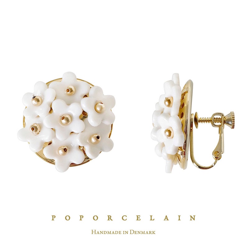 Mini Daisy Cluster Clip-on Earrings SKU: E_032 Porcelain Jewellery ...