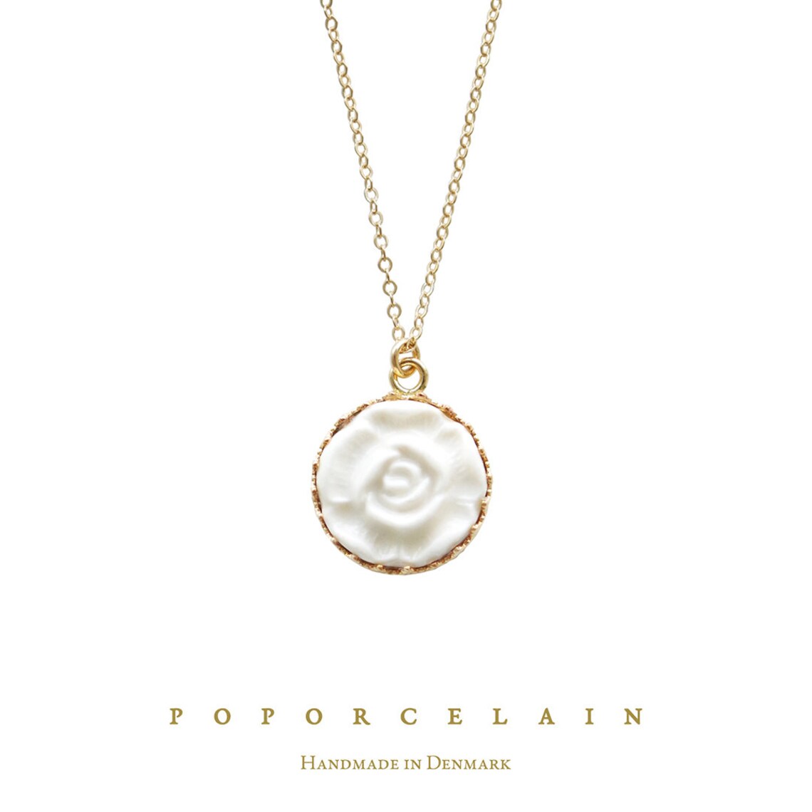 Porcelain Moonlight Rose Charm Gold-filled Necklace SKU: N_012 ...