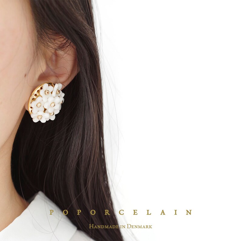 Mini Daisy Cluster Clip-on Earrings SKU: E_032 Porcelain Jewellery ...