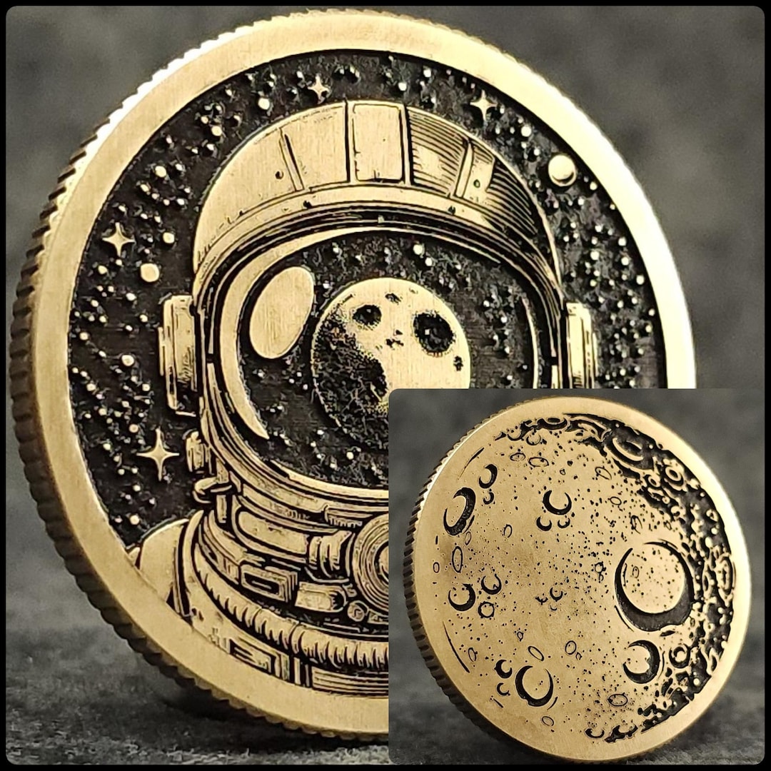 Brass Coin - Astronaut Explorer - Moon - Etsy