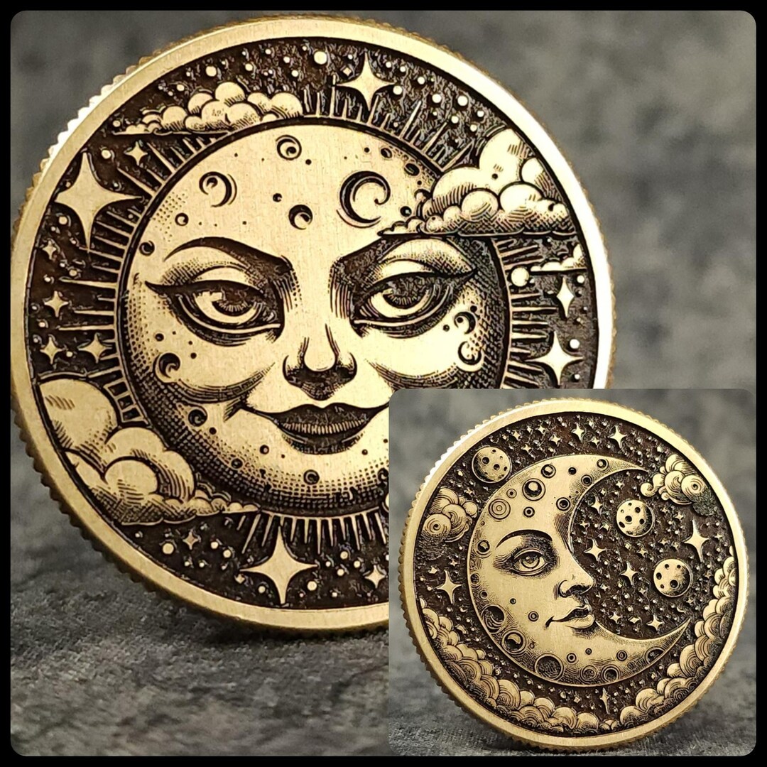 Brass Coin - Sun and Moon V2 - Etsy