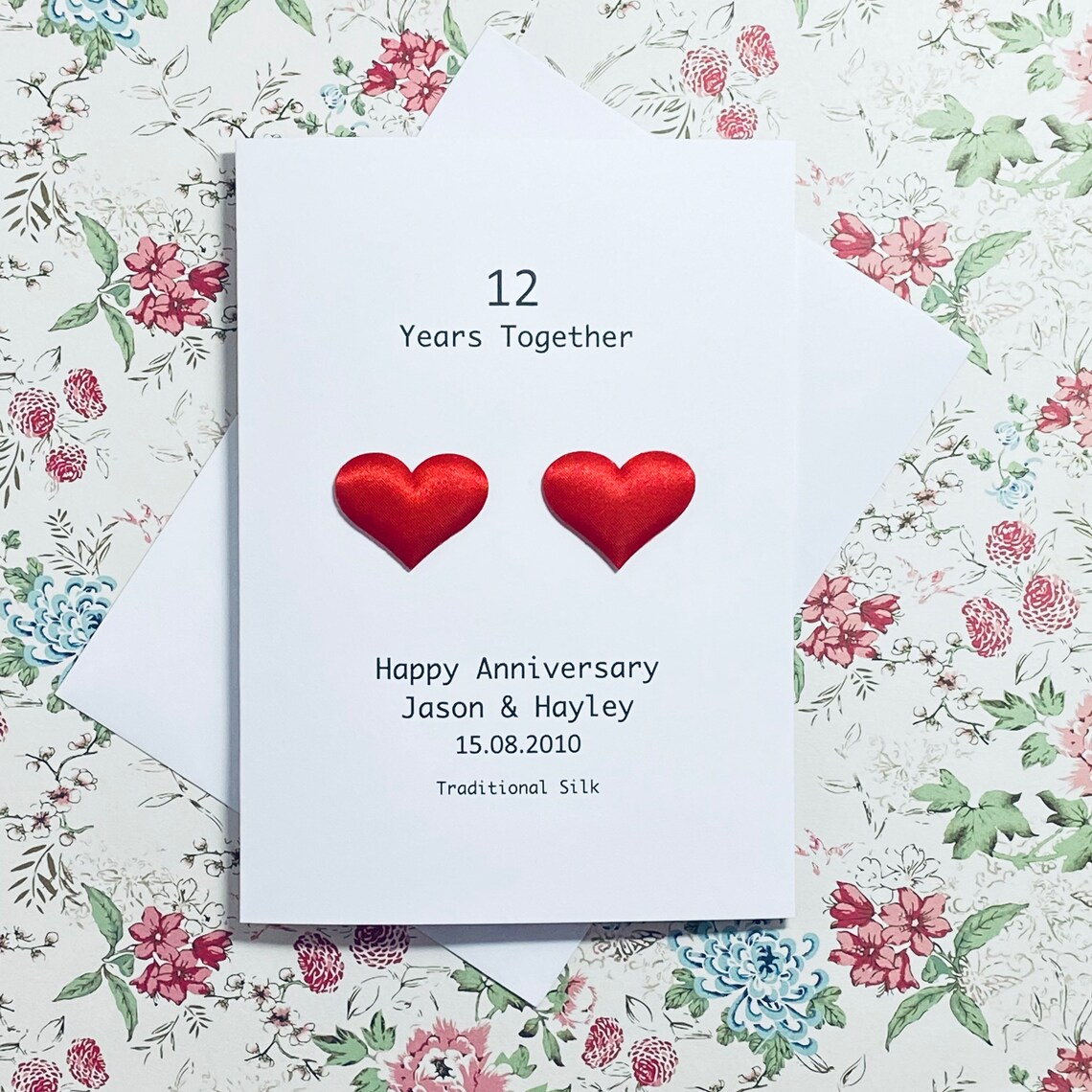 12th Anniversary Card Silk Anniversary Traditional - Etsy UK