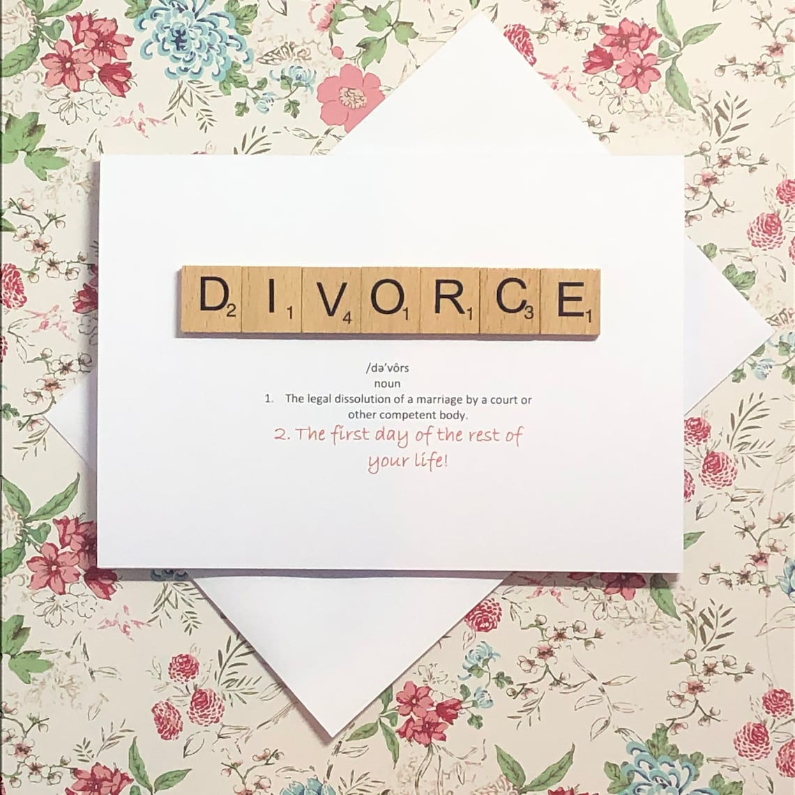 Divorce card scrabble art card happy divorce first day | Etsy