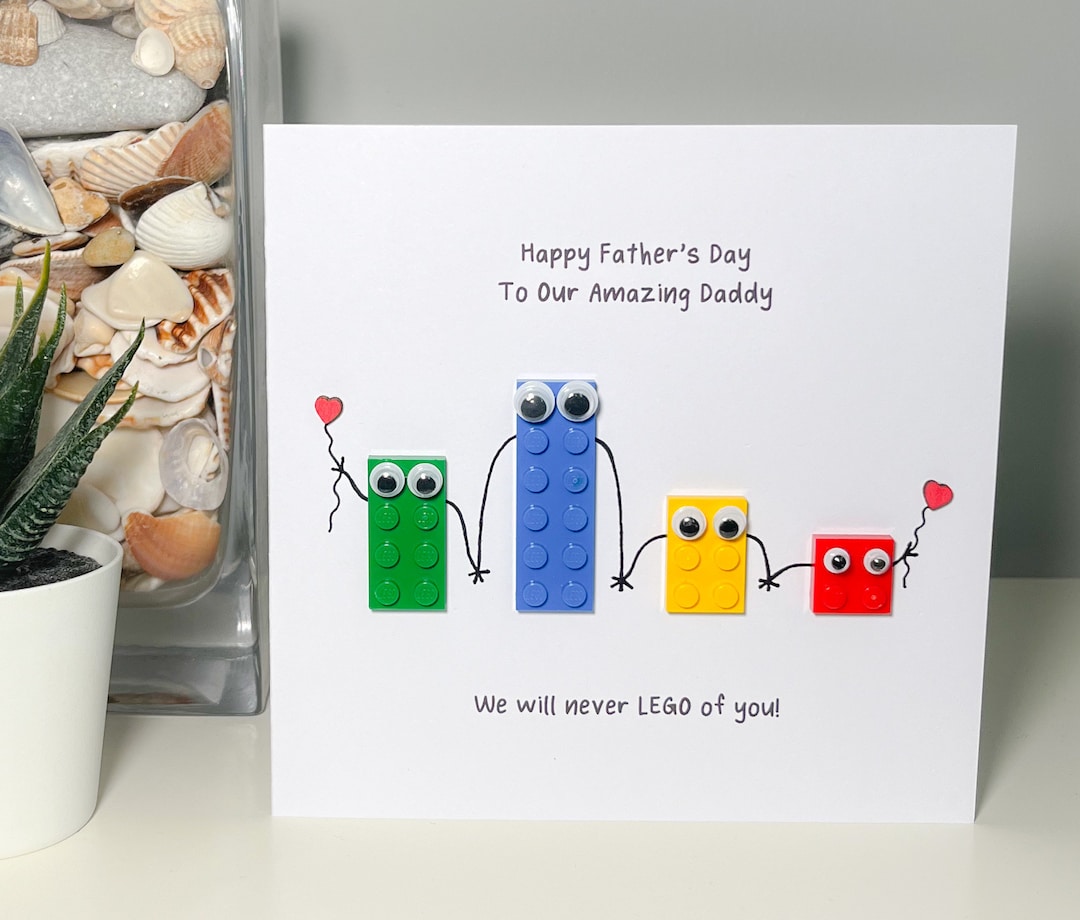 Fathers Day Card Lego Brick Person People Card Handmade Personalised ...