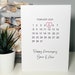 Anniversary Card Calendar Date Card Handmade Card Personalised Date ...
