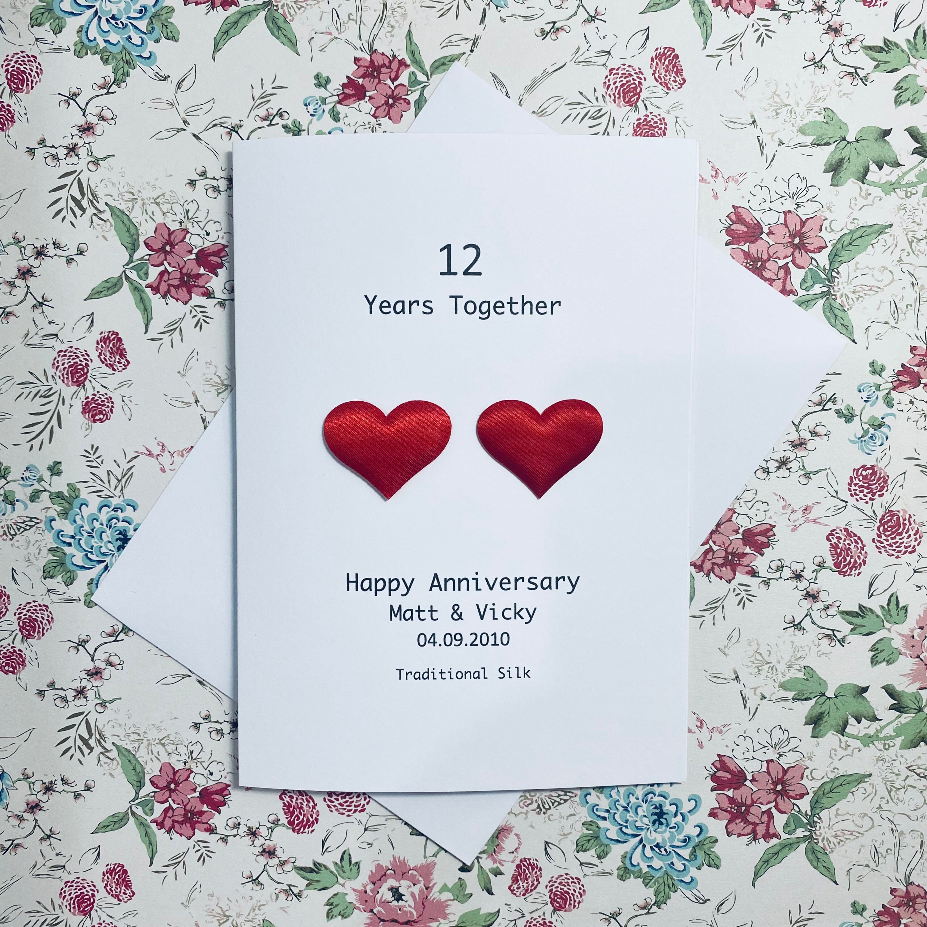 12th Anniversary Card Silk Anniversary Traditional - Etsy UK