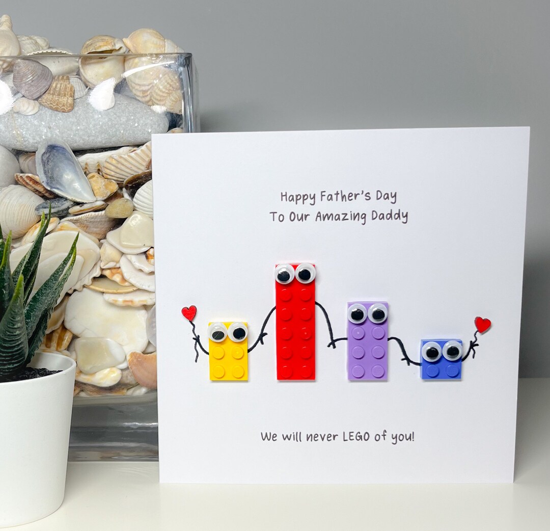 Fathers Day Card Lego Brick Person People Card Handmade Personalised ...
