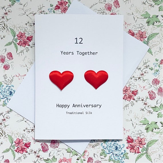12th Anniversary Card Silk Anniversary Traditional - Etsy UK