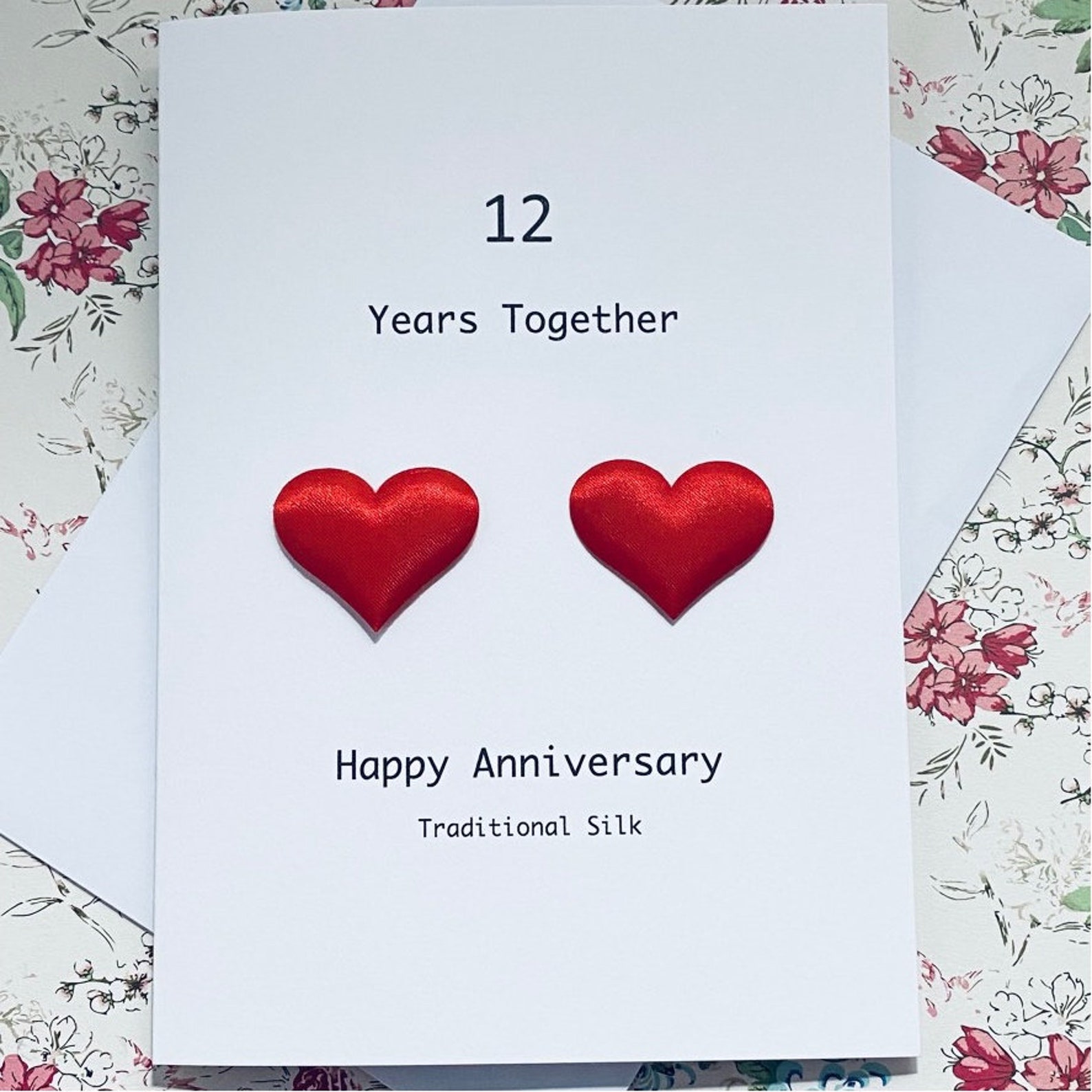 12th Anniversary Card Silk Anniversary Traditional Etsy Uk