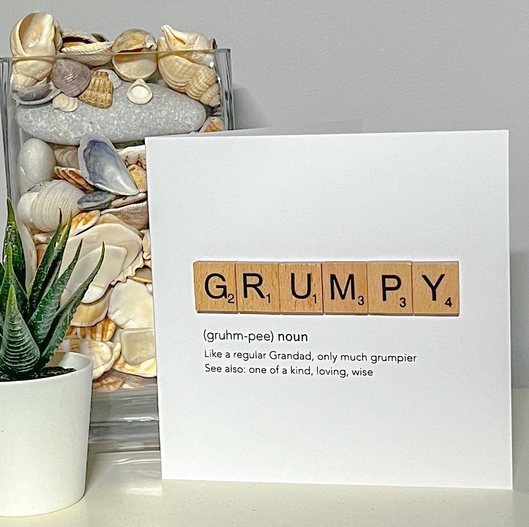 Grumpy Birthday Card - Grumpy Grandad - Can Be Personalised - Scrabble ...