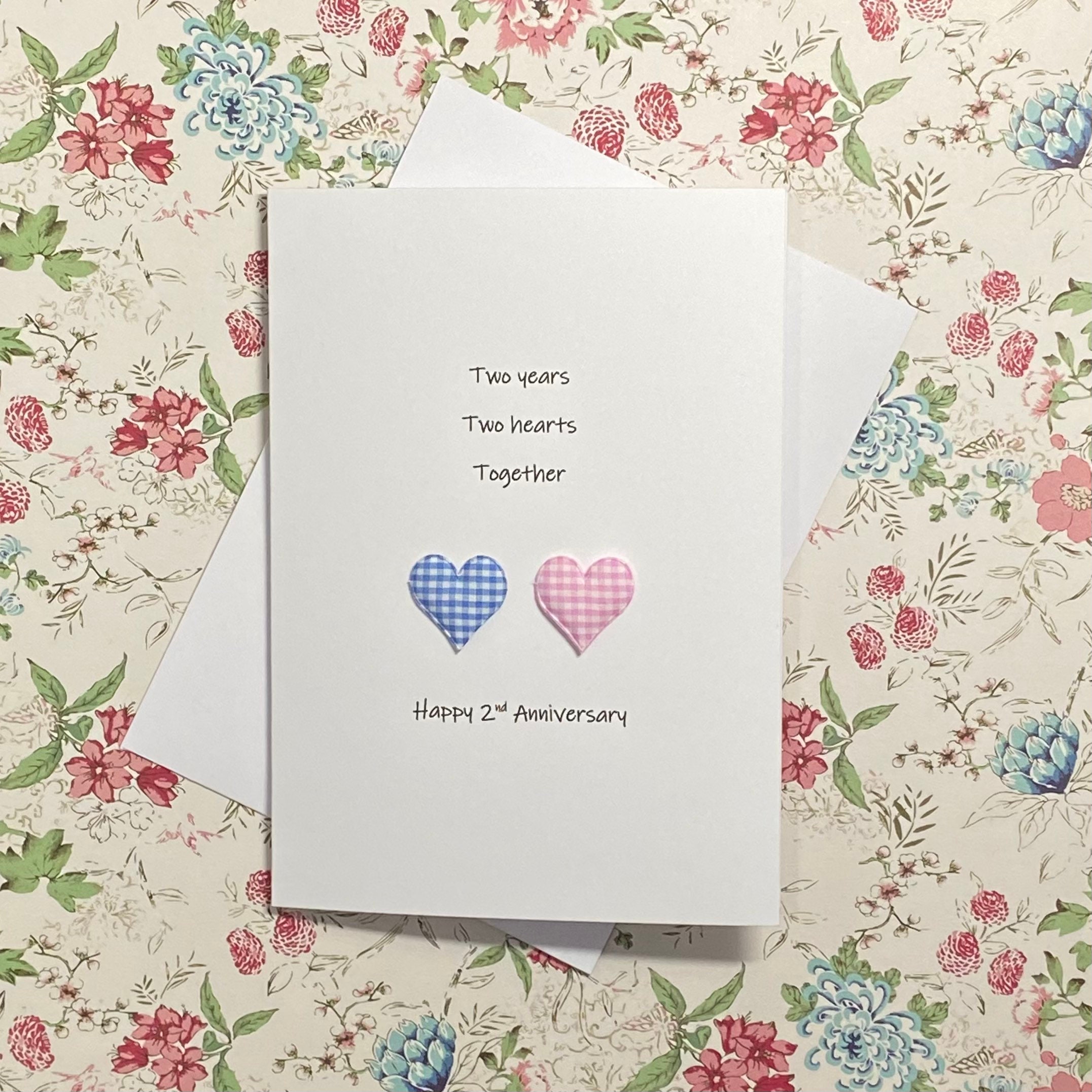 2nd wedding anniversary card handcrafted card cotton | Etsy