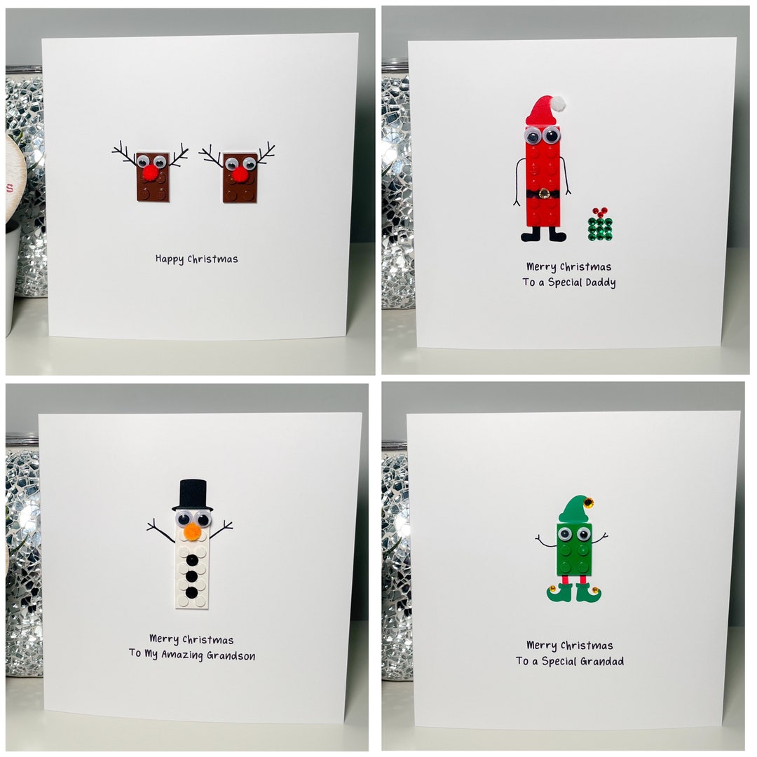 Christmas Cards Lego Brick Christmas Cards Personalised Santa Reindeer ...