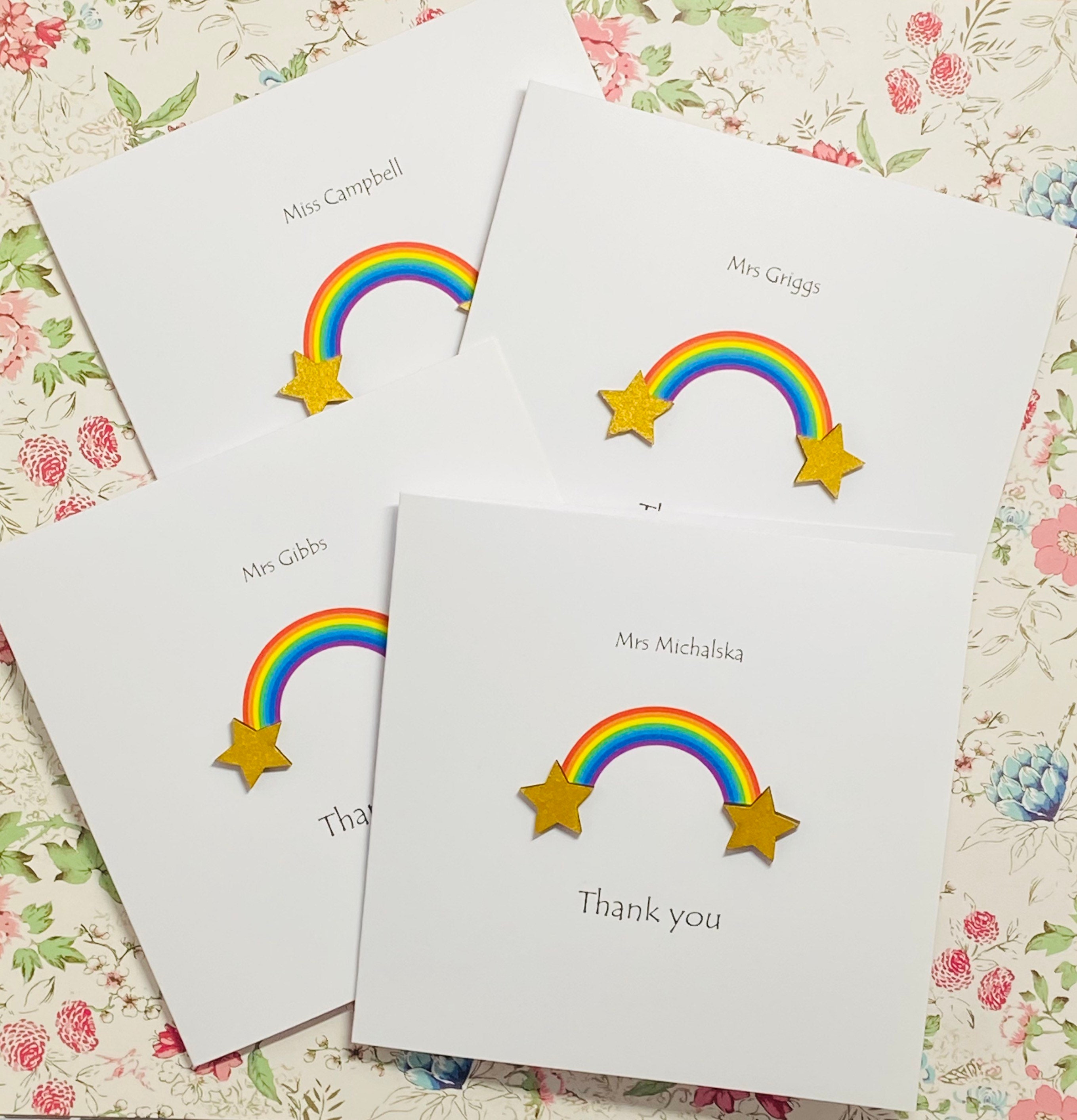 Thank You Teacher Cards Rainbow Cards Can Be Personalised | Etsy