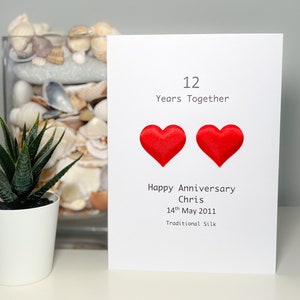12th Anniversary Card Silk Anniversary Traditional Anniversary Card ...