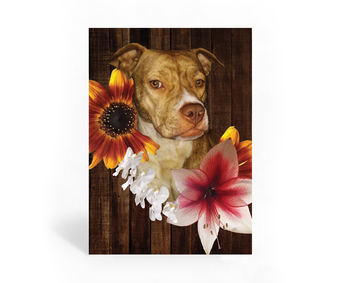 Dog Pitbull Flower Nature Collage Print Art - Etsy