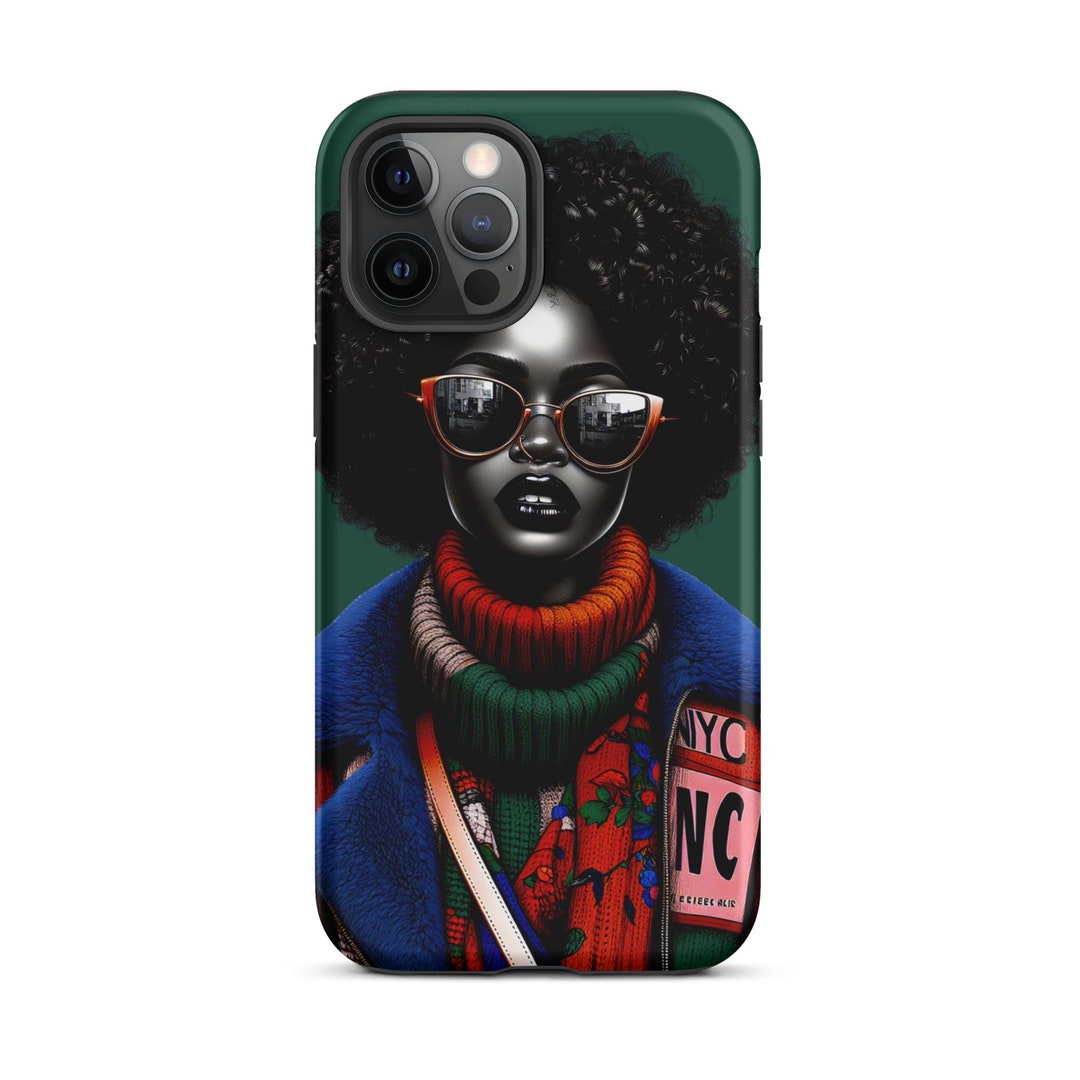 NYC Women With Black Afro, Tough Case for iPhone Black Afro Art Melanin ...