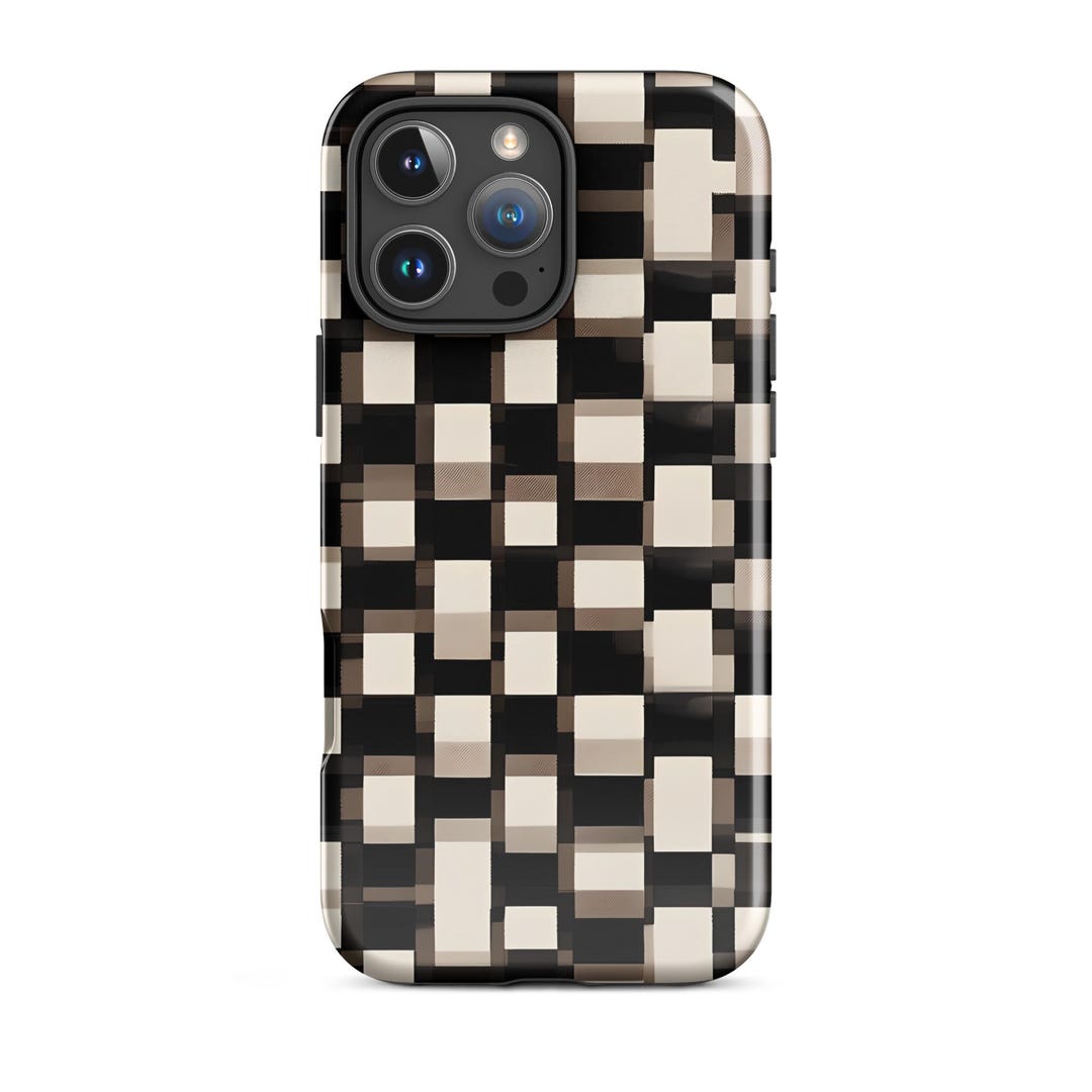 Brown Black iPhone Case Neutral Checkered Pattern iPhone Case ...