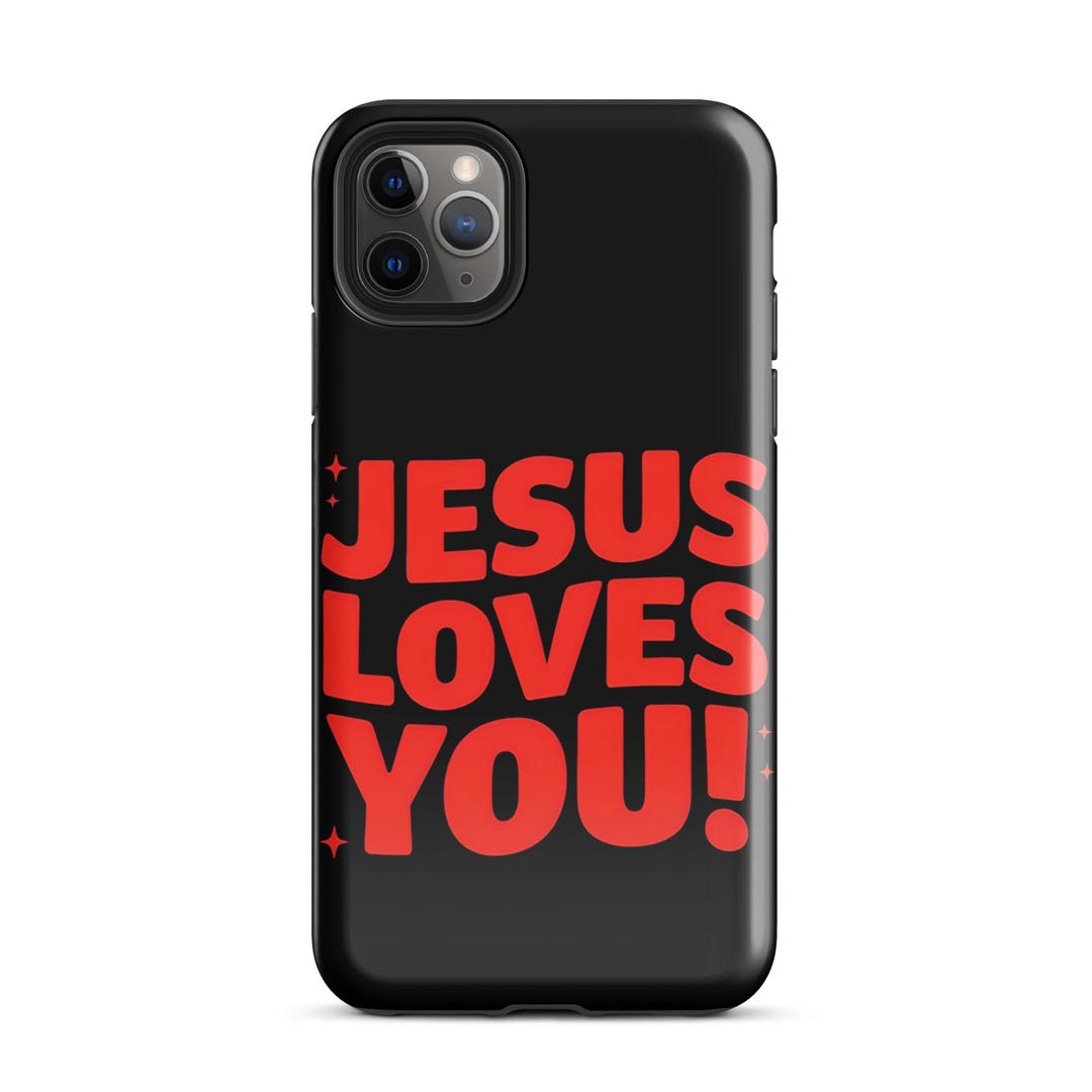 Bold Illustration of Jesus Loves You Phone Case Tough Case for iPhone ...