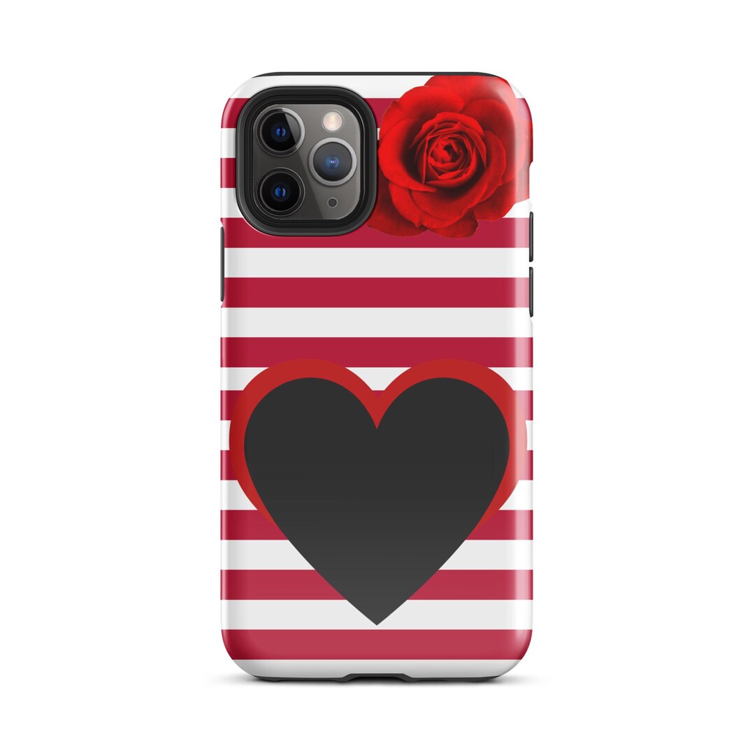 Red Plaided Black and Red Patterned Heart iPhone Case,heart Tough ...