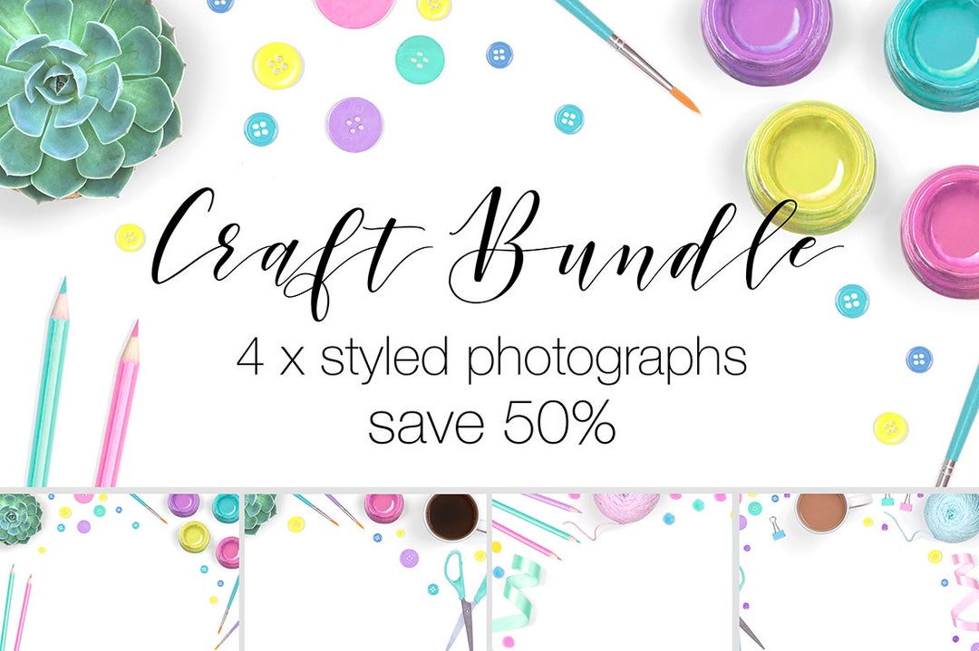 Styled Stock Photography Bundle, Craft Supplies Stock Photo, Crafty ...