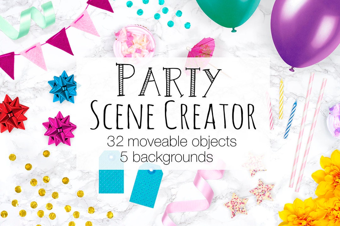 Party Scene Creator, Moveable Mockup, Card Mockup With Moveable Objects ...