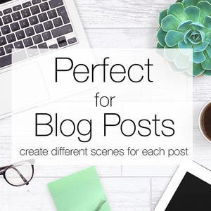 Desk Scene Creator, Top View Moveable Mockup, Card Mock Up, Mint and ...