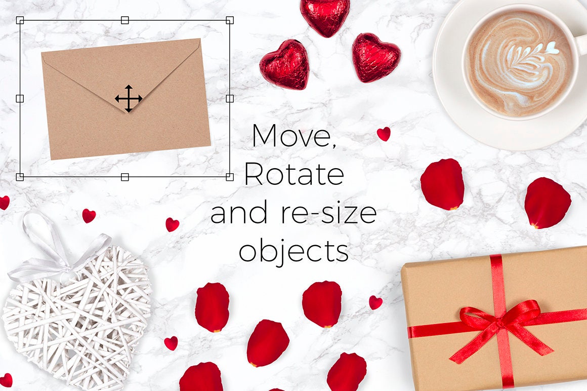 Valentines Scene Creator, Movable Mockup, Love Flat Lay (digital ...