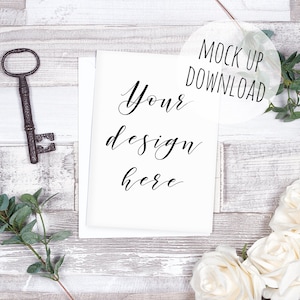 Rustic Card or Invite Mockup Scene Styled Stock Photograph | Etsy