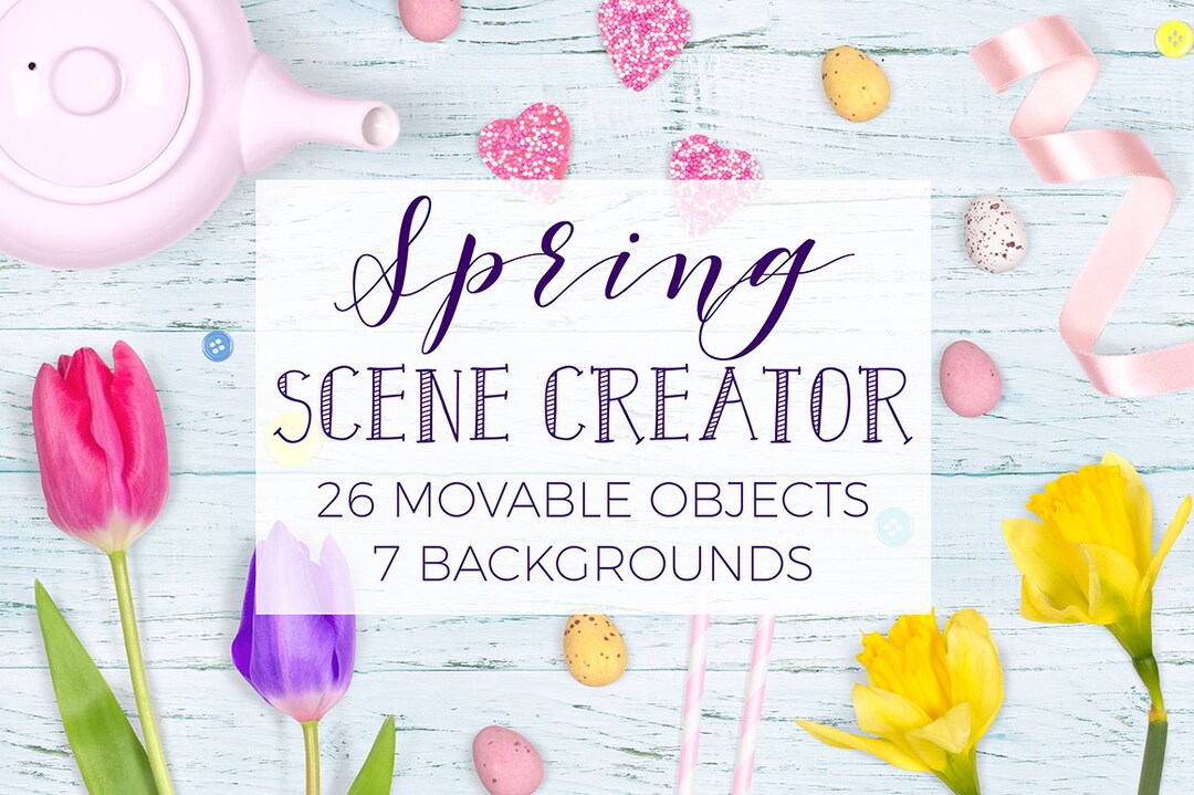 Spring Scene Creator, Easter Movable Props, Spring Mockup Photography ...