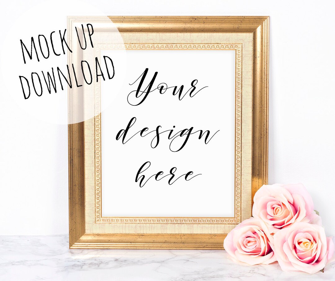 Pretty Gold Frame Mock up Styled Scene, 8x10 Frame Photography With ...