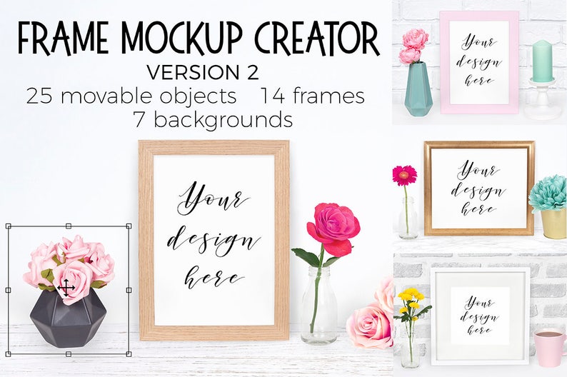 Frame Mockup Scene Creator Movable Frame Mock Ups Photoshop | Etsy