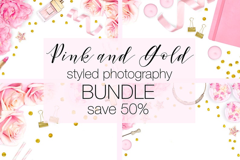 Stock Photography Bundle, 50% Discount, Pink and Gold Styled Photos ...